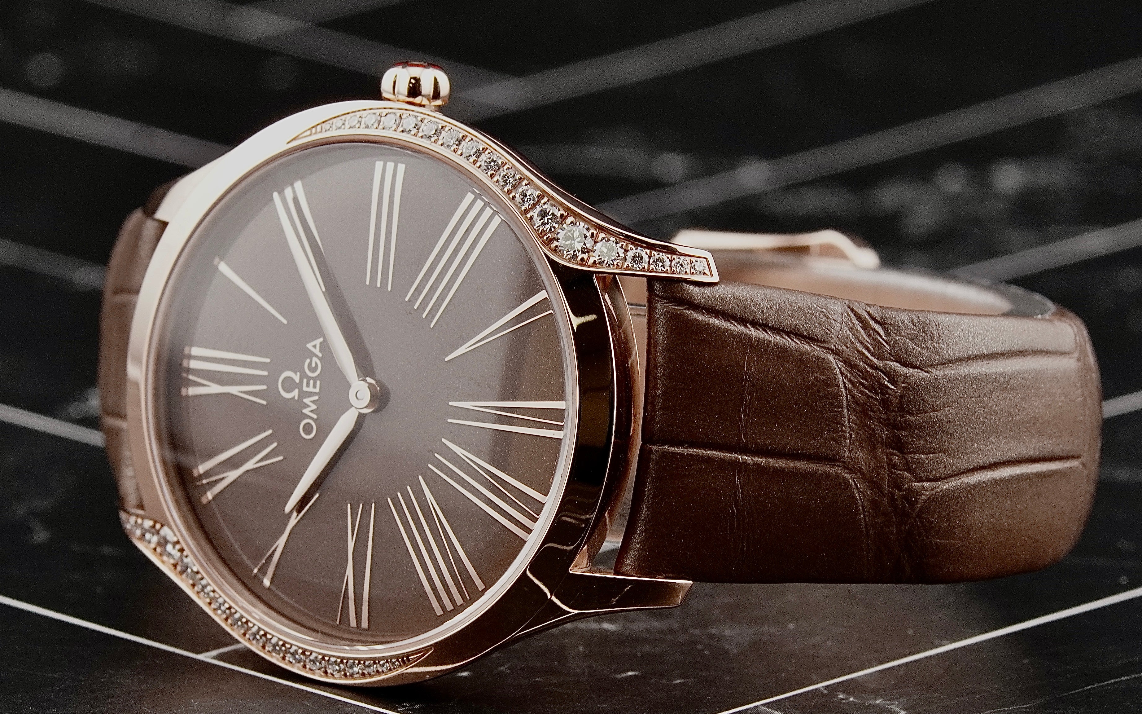 Omega 36mm De Ville Tresor 18k Rose Gold Ladies Watch 428.58.36.60.13 ...